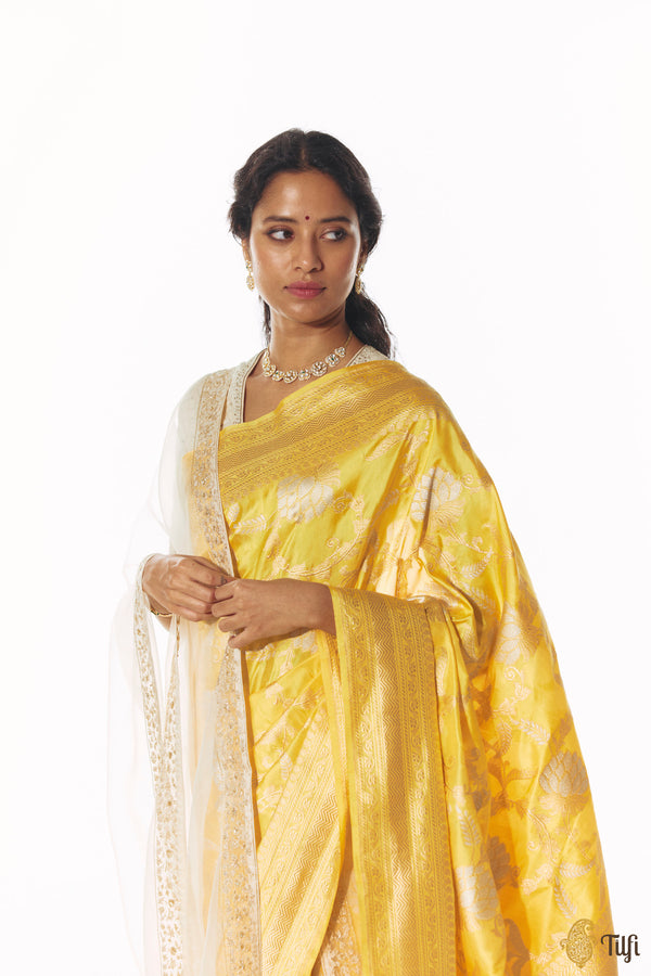 'Suvarna' Yellow Pure Katan Silk Banarasi Handloom Saree - Tilfi