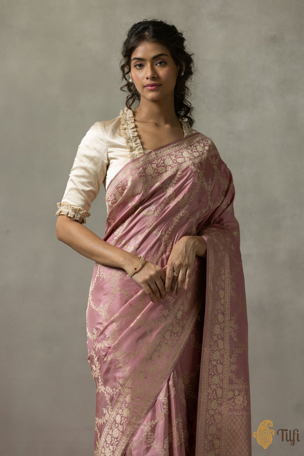 Pure Handwoven Banarasi Sarees Tagged "pink" - Tilfi