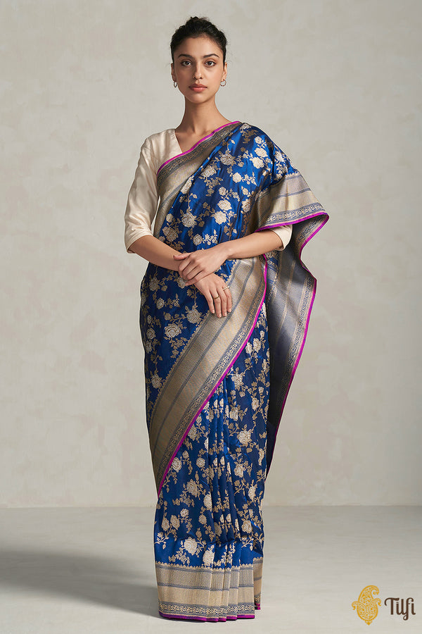 Pure Handwoven Banarasi Sarees Tagged "blue" - Tilfi
